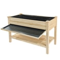 48" x 23" Elevated Wooden Planter with Water Tray, Natural Wood ...