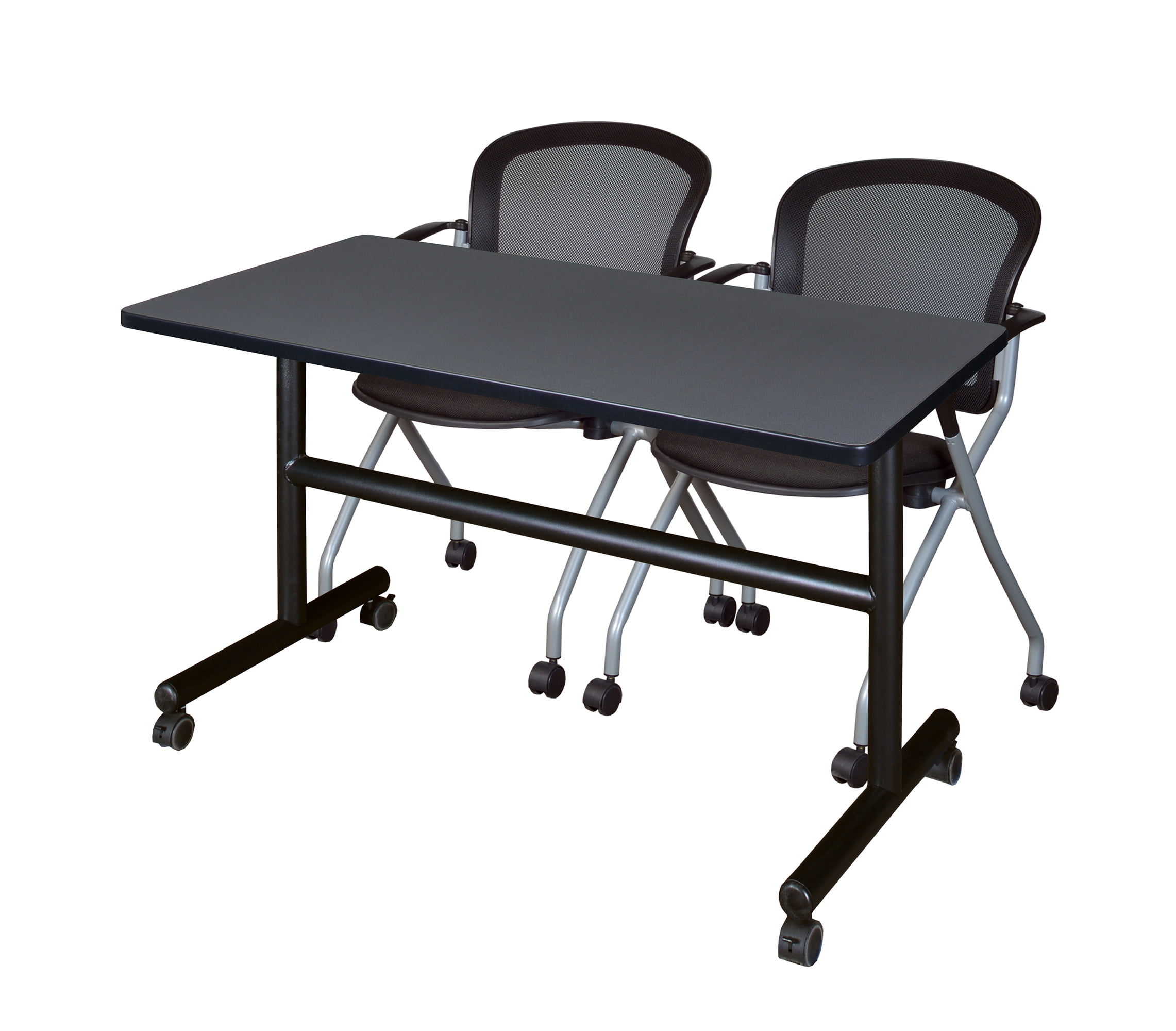 48" x 24" Flip Top Mobile Training Table- Grey and 2 Cadence Nesting ...