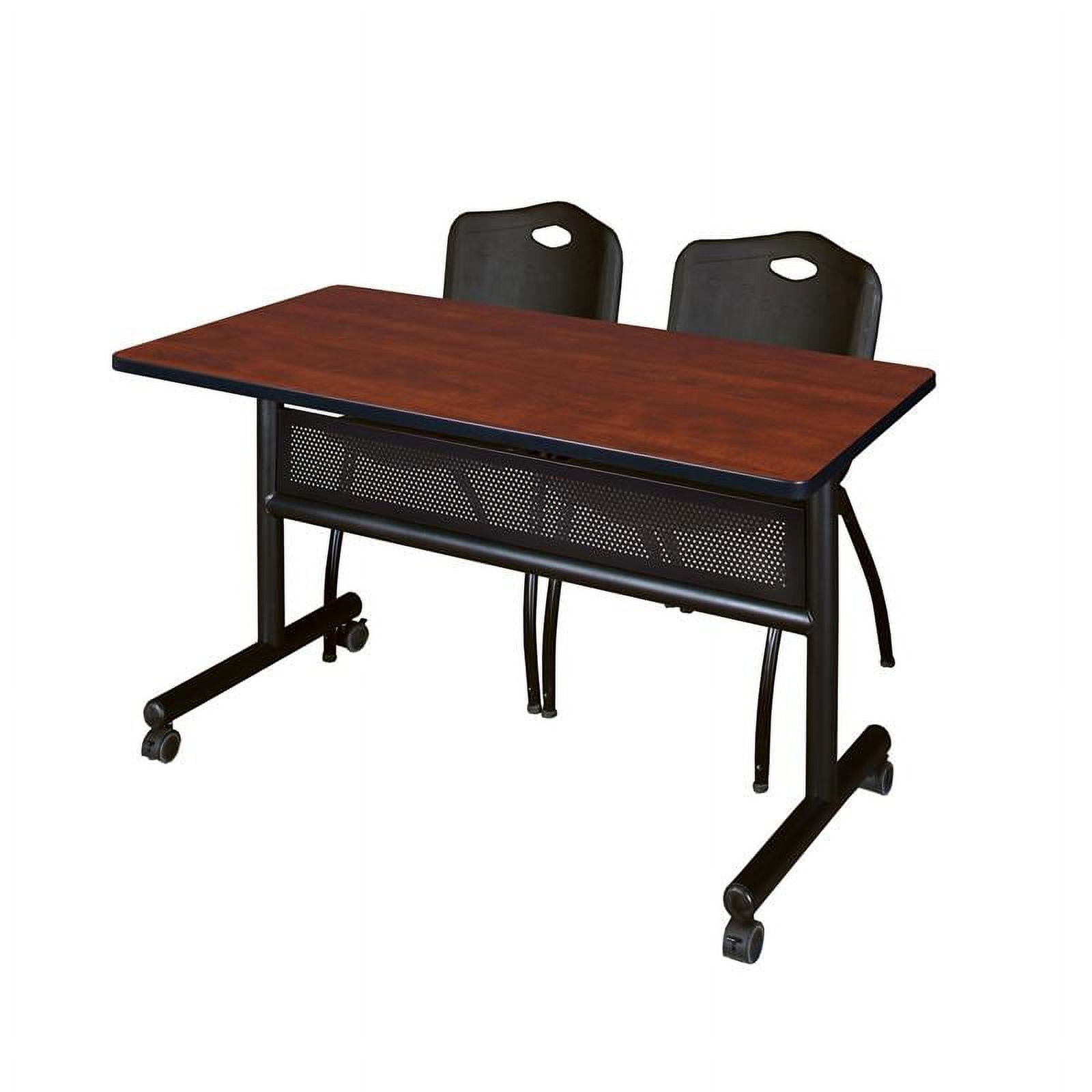 48" x 24" Flip Top Mobile Training Table w/ Divider- Cherry & 2 Stack ...