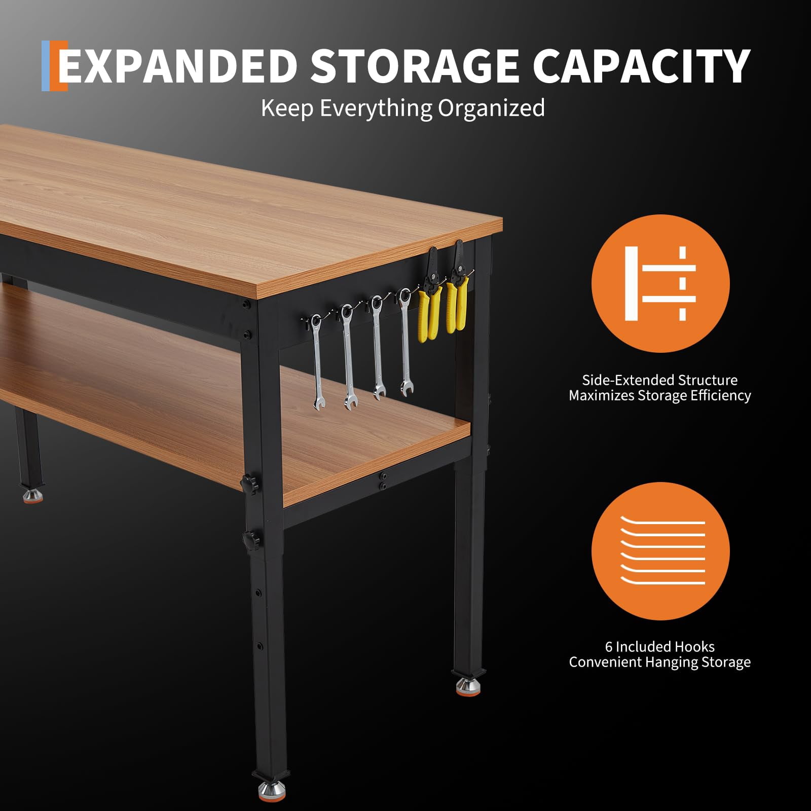 48 x 24 Inch Heavy-Duty Adjustable Workbench Desk – Office Computer ...