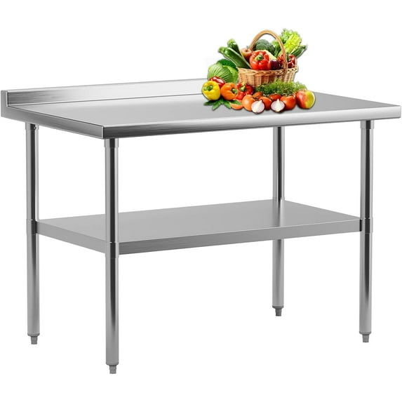 48 x 24 Inch Stainless Steel Table for Prep & Work with Adjustable ...