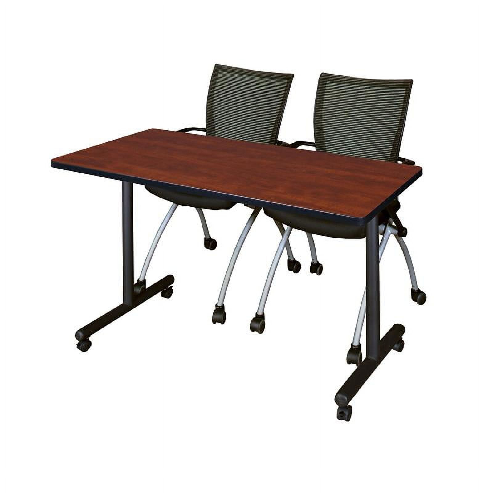 48" x 24" Kobe Mobile Training Table- Cherry & 2 Apprentice Chairs ...