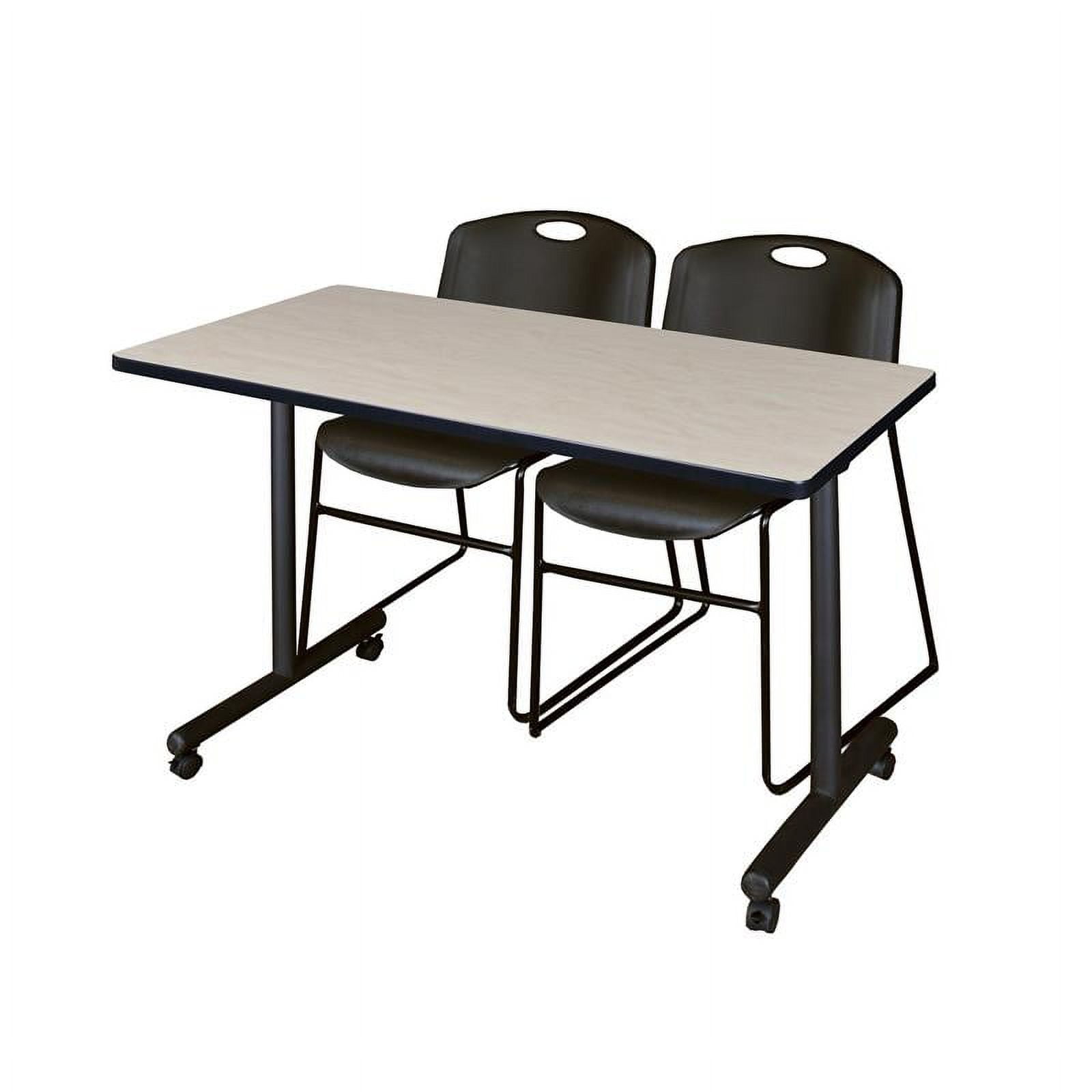 48" x 24" Kobe Mobile Training Table- Maple & 2 Zeng Stack Chairs ...