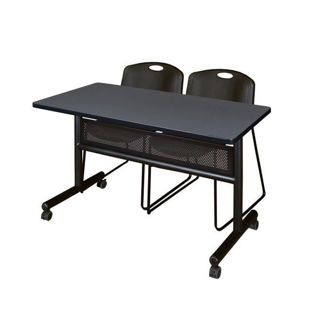 48 x 24 in. Flip Top Mobile Training Table with Modesty Panel, Grey & 2 ...
