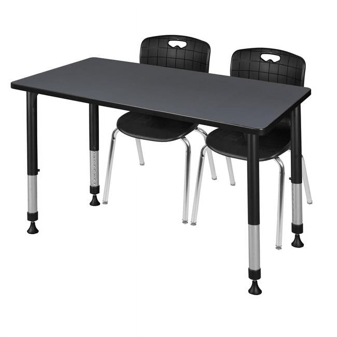 48 x 24 in. Kee Height Adjustable Classroom Table, Grey & 2 Andy 18 in ...