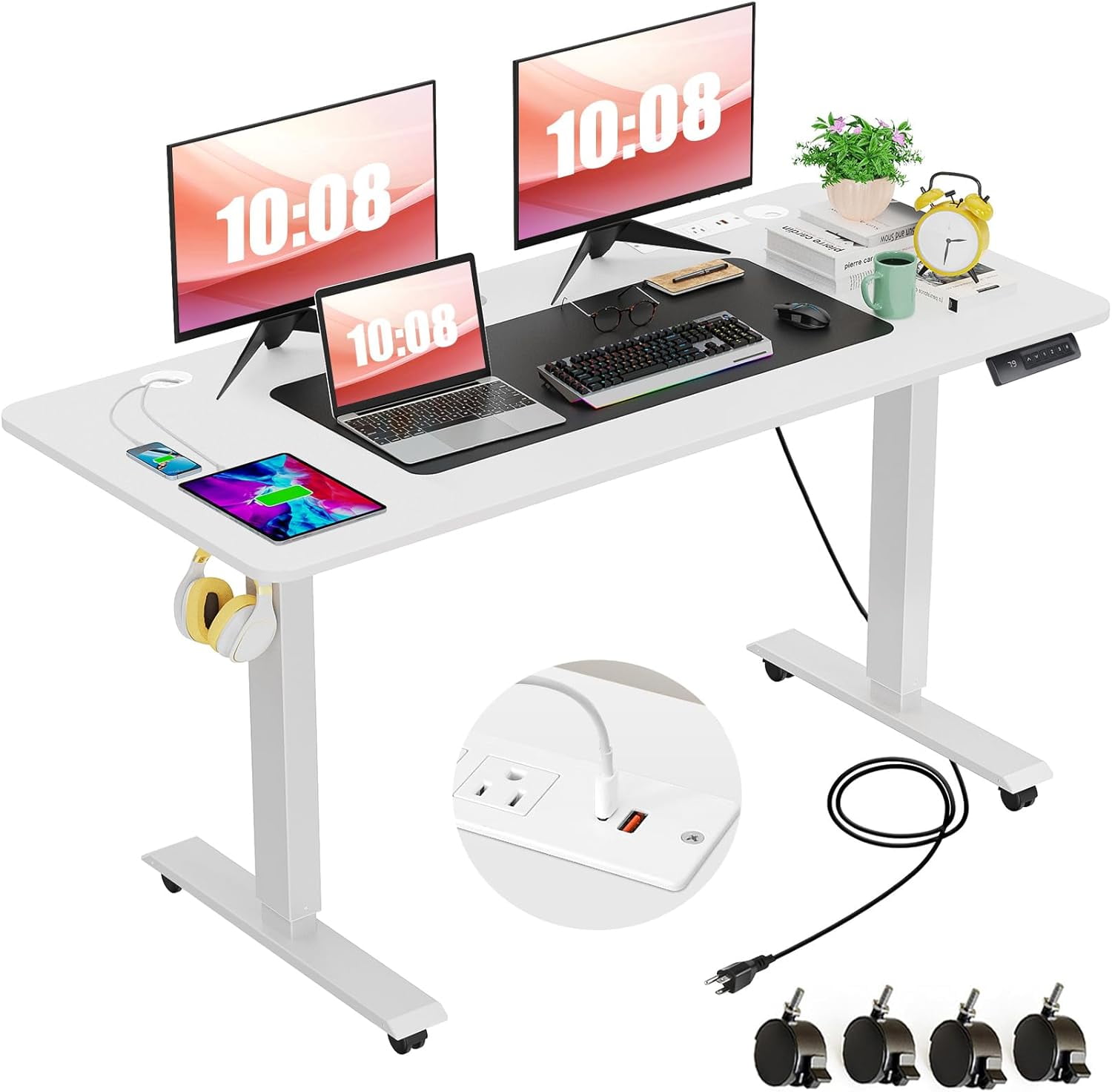 48 x 24 inch Standing Electric Adjustable Height with Charging Station ...