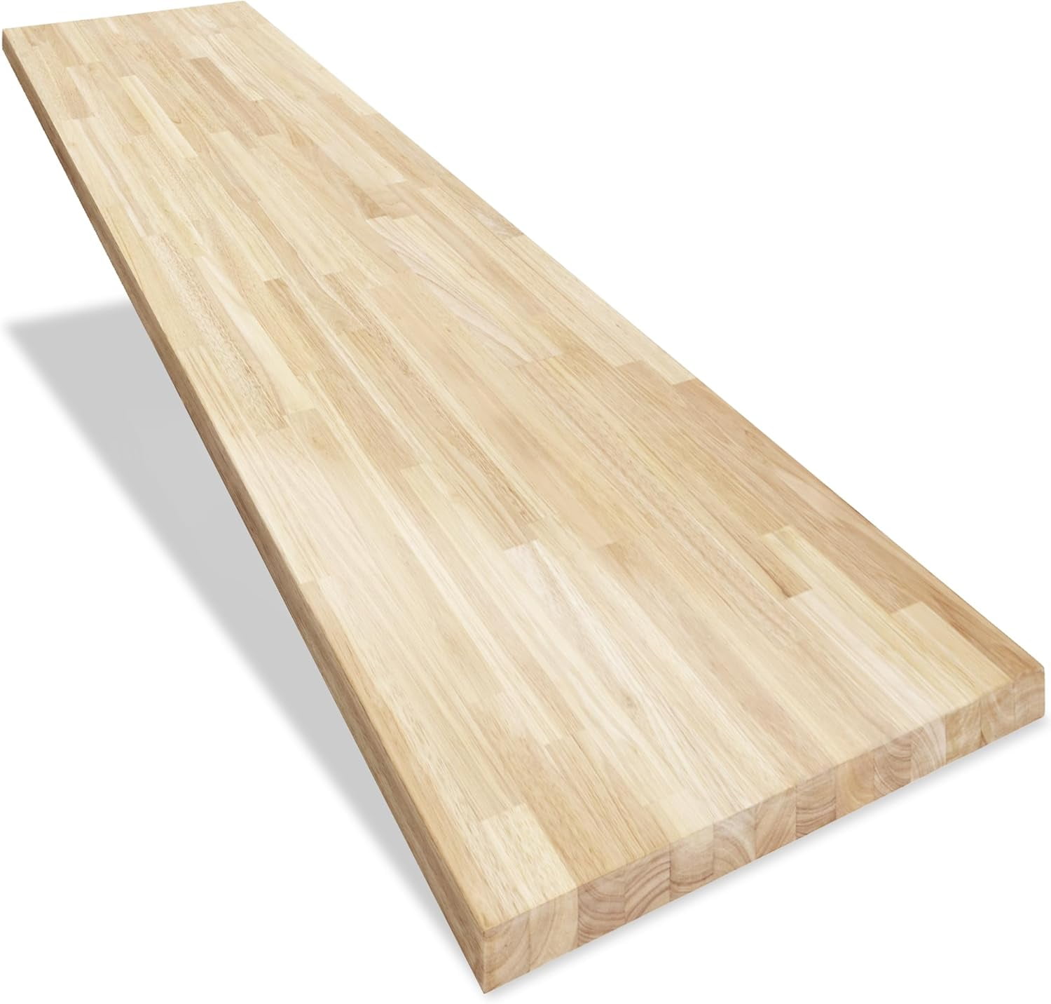 48 x 25 x 1.5 Hevea Butcher Block Countertop, Unfinished Solid Wood ...