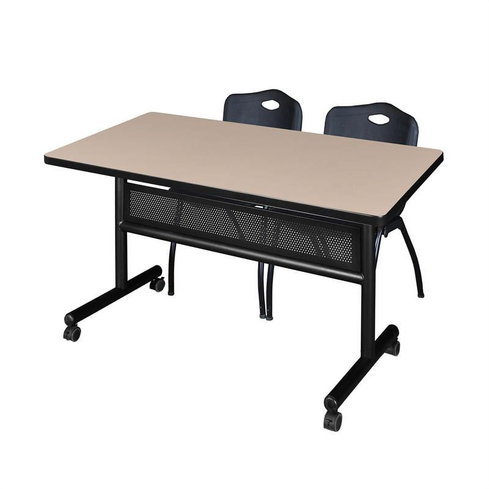 48" x 30" Flip Top Mobile Training Table w/ Divider- Beige & 2 Stack ...