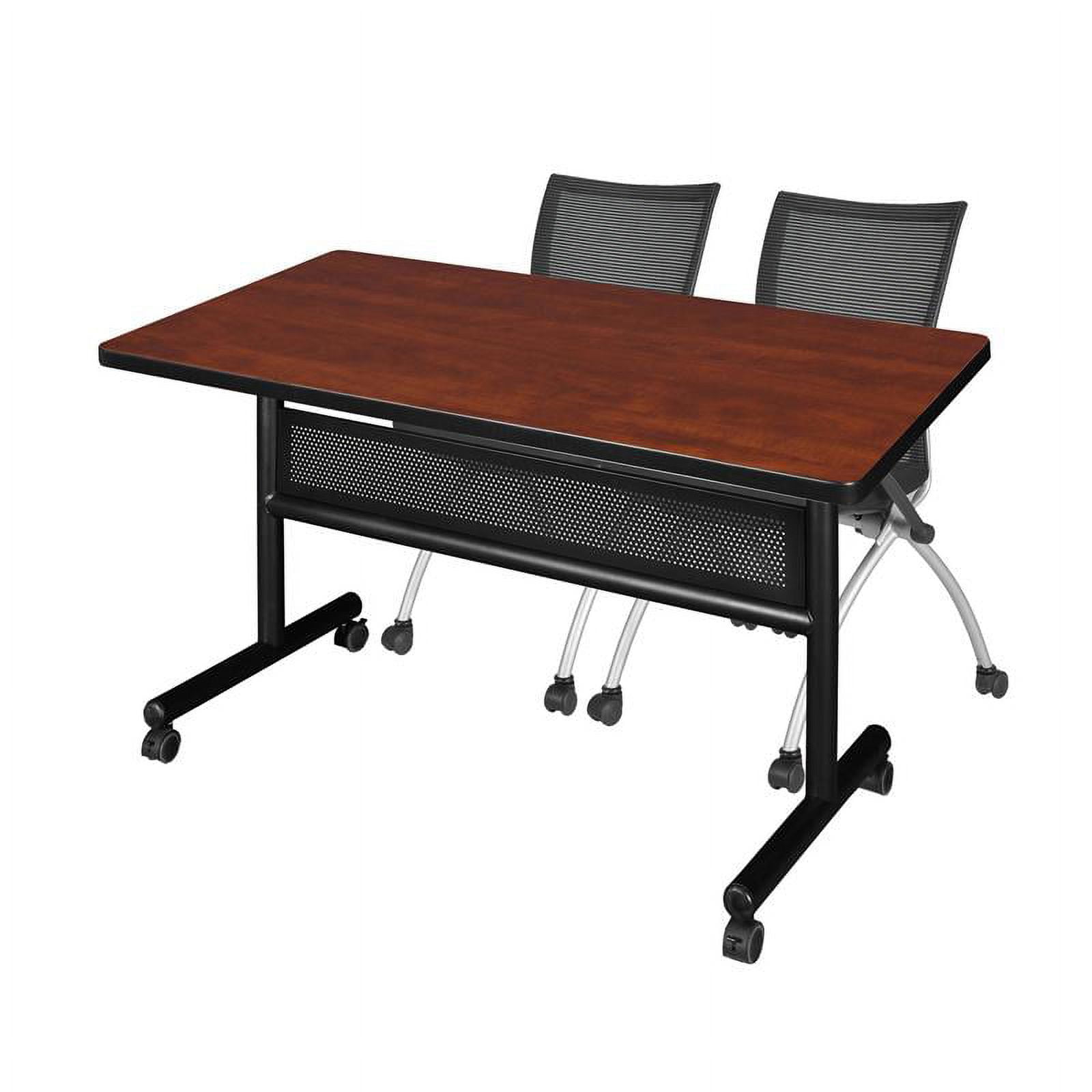 48" x 30" Flip Top Mobile Training Table w/ Divider- Cherry & 2 Nesting ...