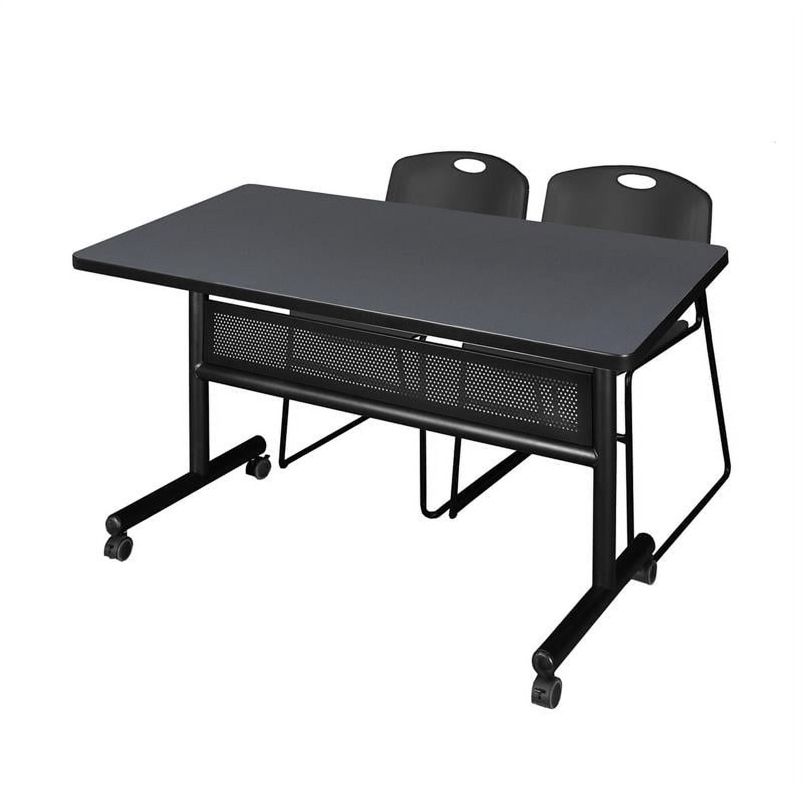 48" x 30" Flip Top Mobile Training Table w/ Divider- Grey & 2 Stack ...