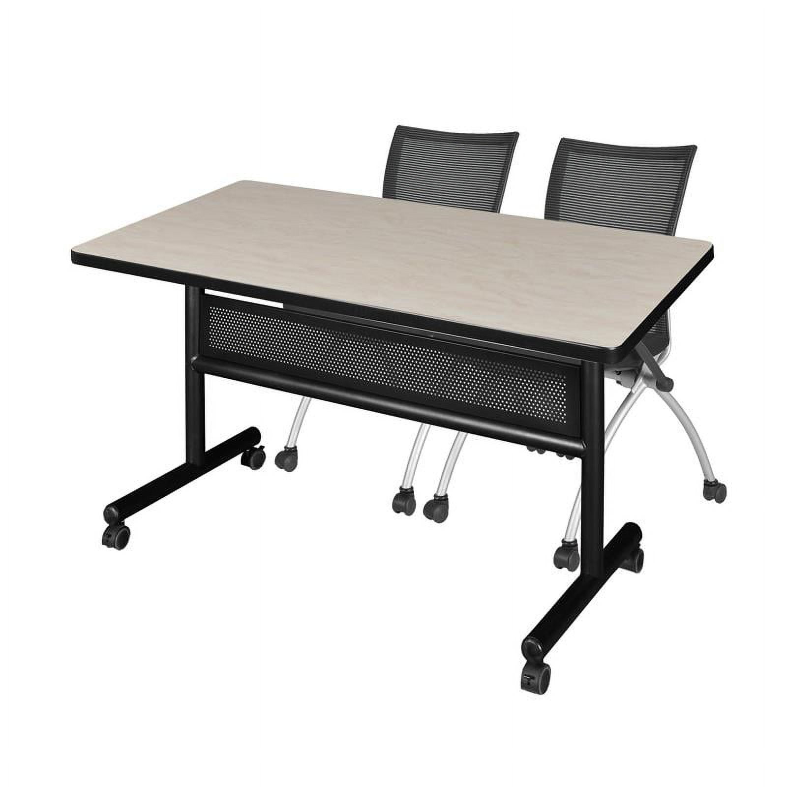 48" x 30" Flip Top Mobile Training Table w/ Divider- Maple & 2 Nesting ...