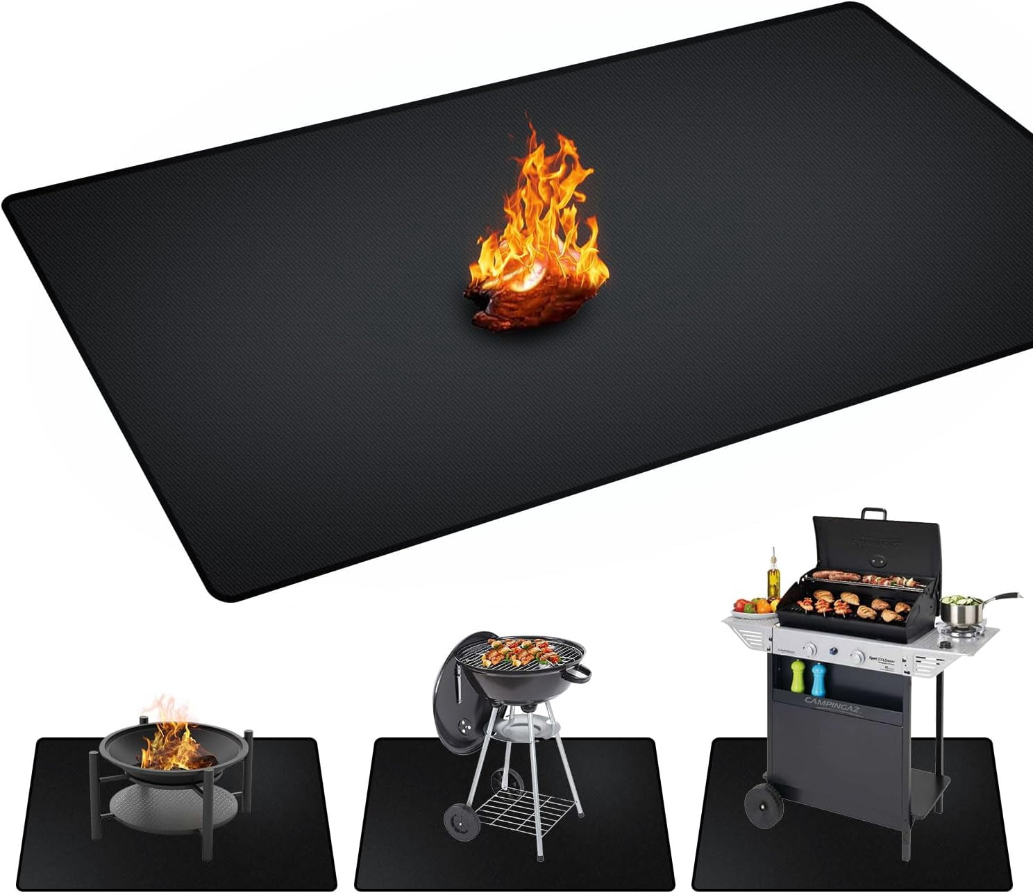 48 x 30 inch Under Grill Mats for Outdoor Grill, Double-Sided Fireproof ...