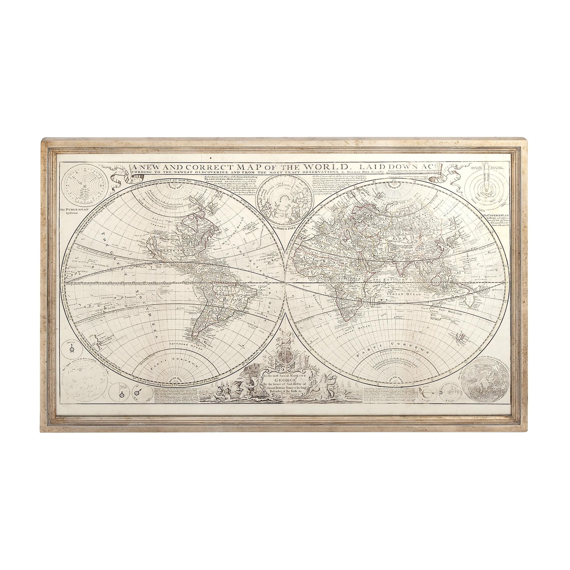 48" x 31" World Map Framed Wall Art with Gold Frame, by DecMode ...