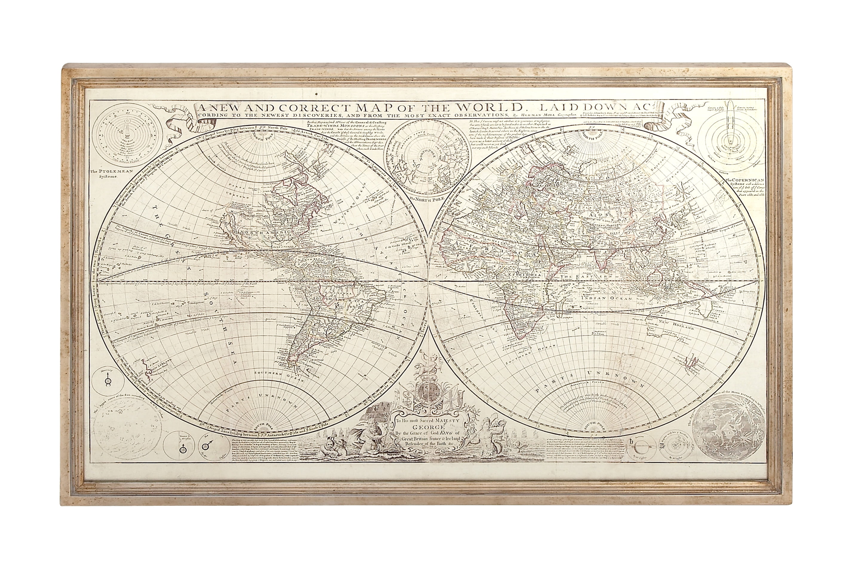 48" x 31" World Map Framed Wall Art with Gold Frame, by DecMode ...