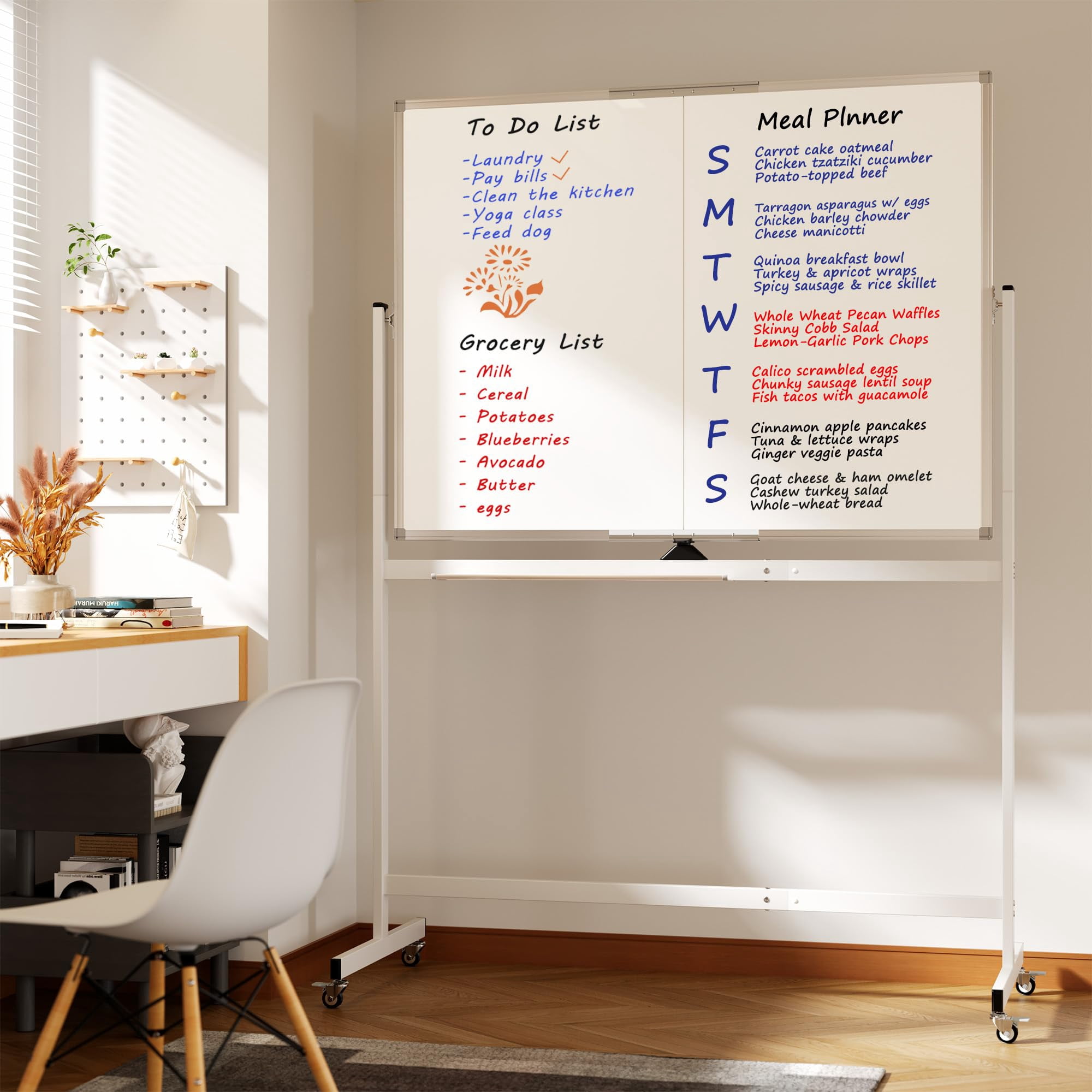 48" x 36" Double-Sided Mobile White Board with Stand, 4' x 3' Portable ...