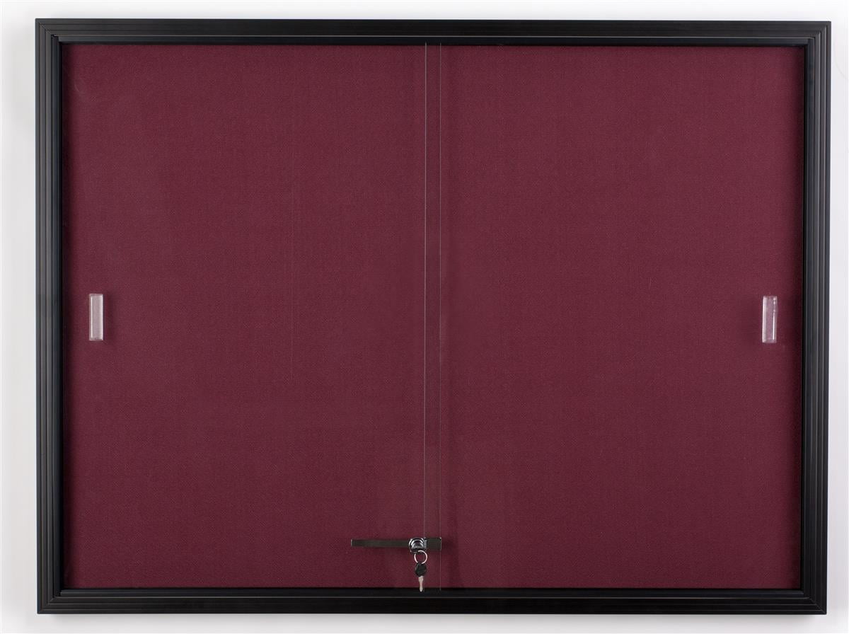 "48""x36"" Enclosed Fabric Tack Board, Wall-Mounted, Locking Glass Door ...