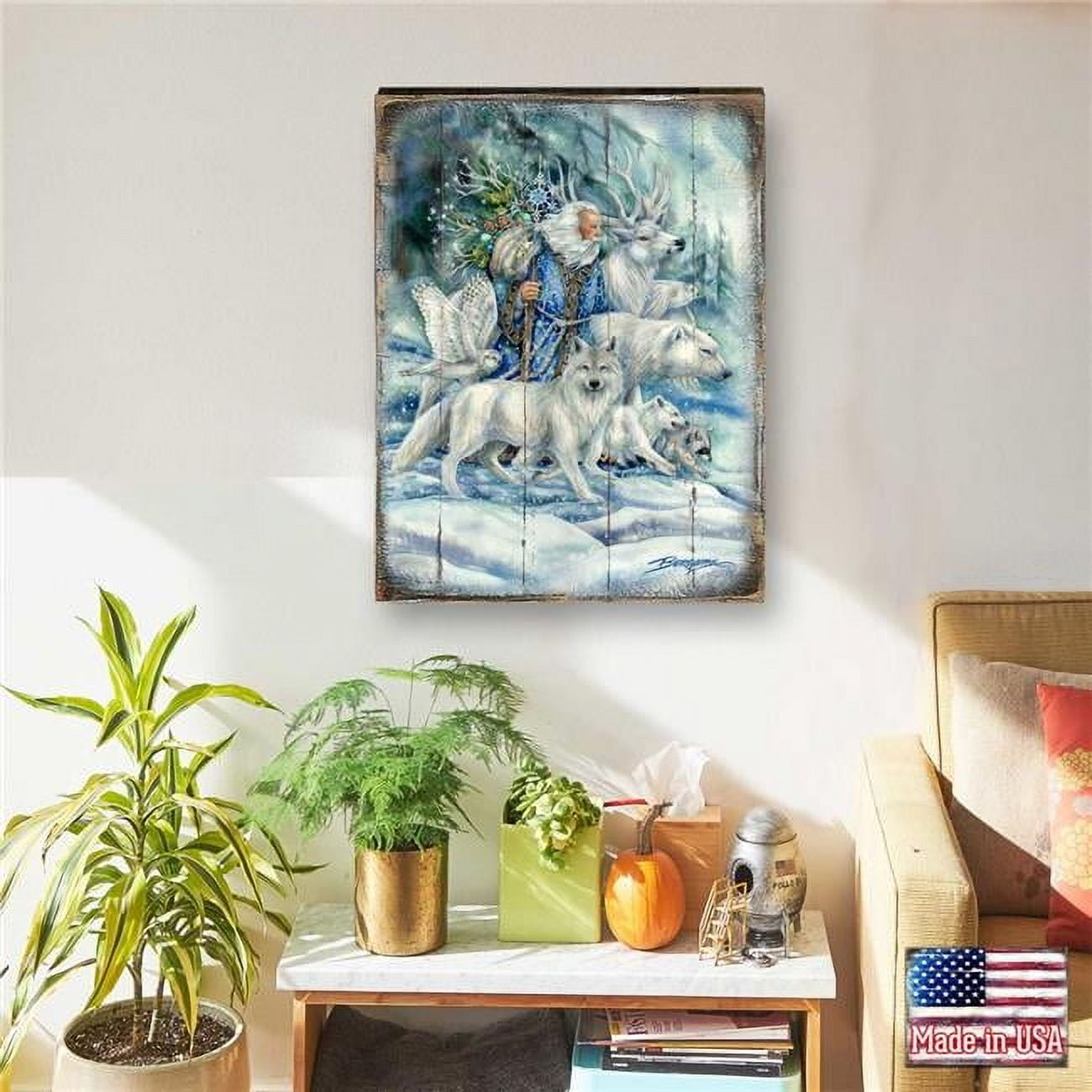 48 x 36 in. Cool Winds Father Winter Animals Wooden Wall Art - Oversize ...