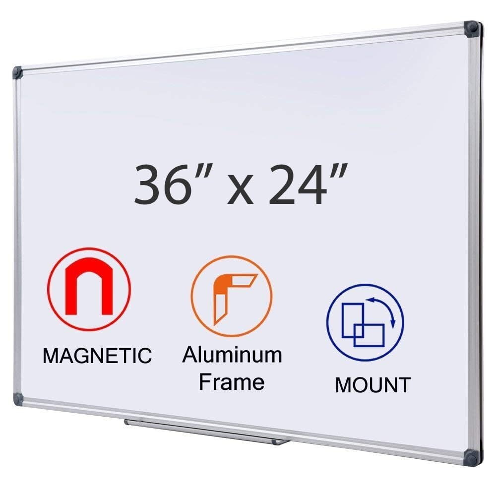 48 x 36-in Magnetic Dry Erase Board with Pen Tray| Aluminum Frame Wall ...