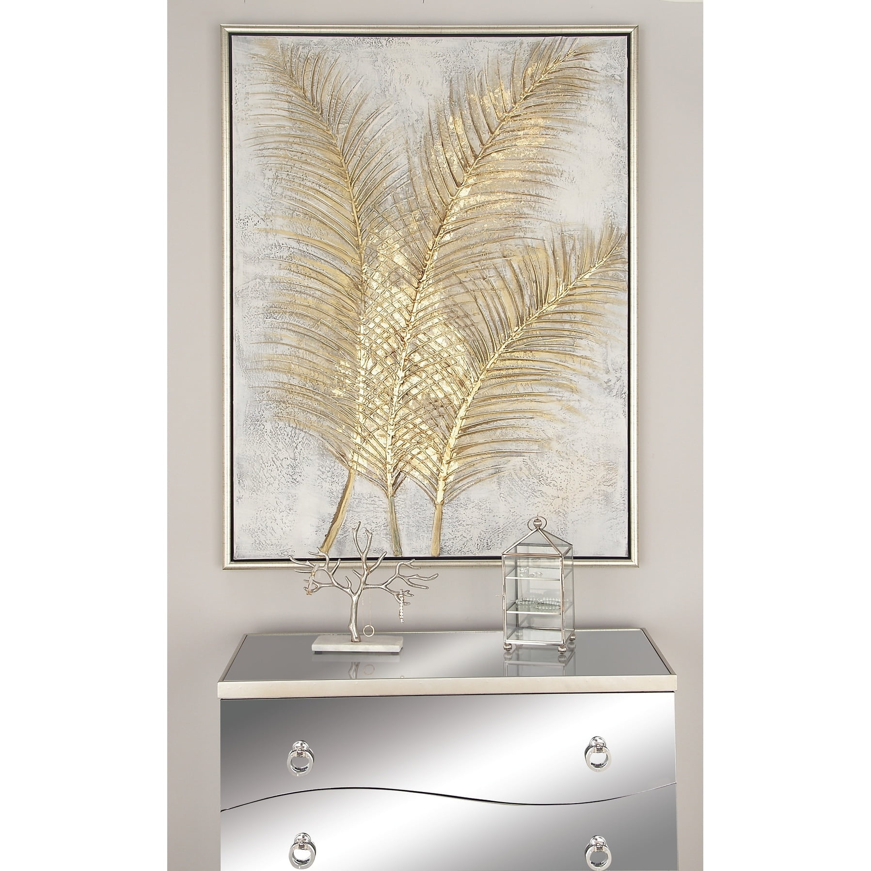48" x 37" Palm Tree Framed Wall Art with Silver Frame, by DecMode ...