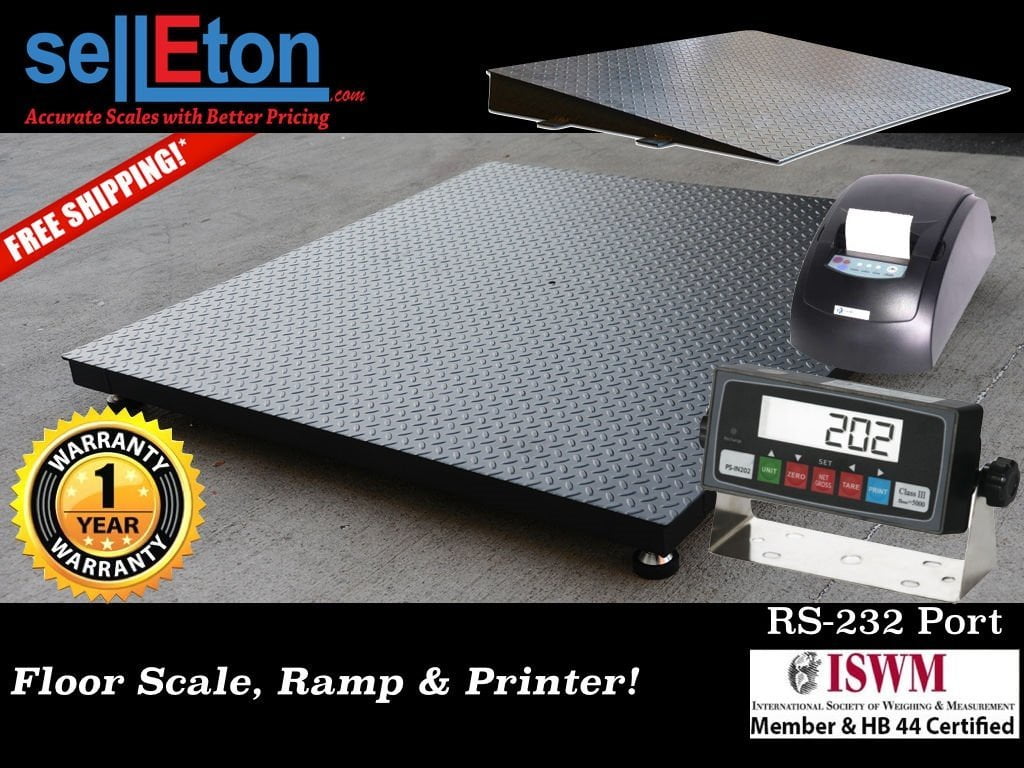 48" x 48" (4' x 4') Floor Scale / pallet size with Ramp & Printer 2500 ...