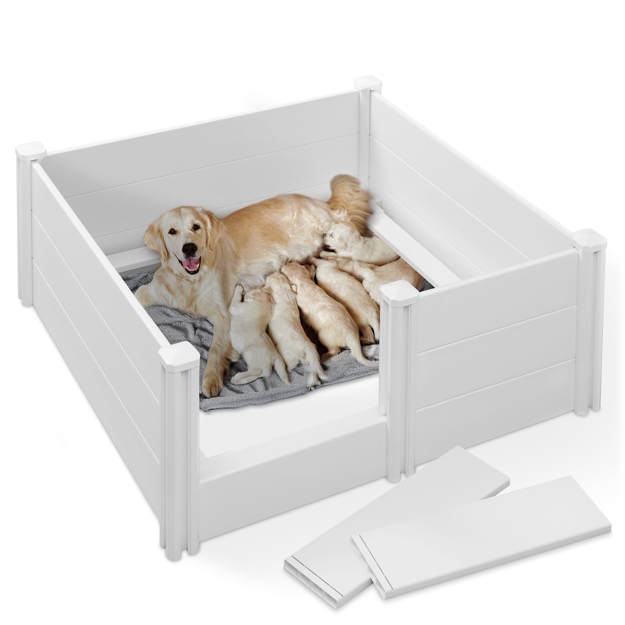 48" x 48" x 18" Whelping Box for Dogs and Puppies, Birthing Pen with ...