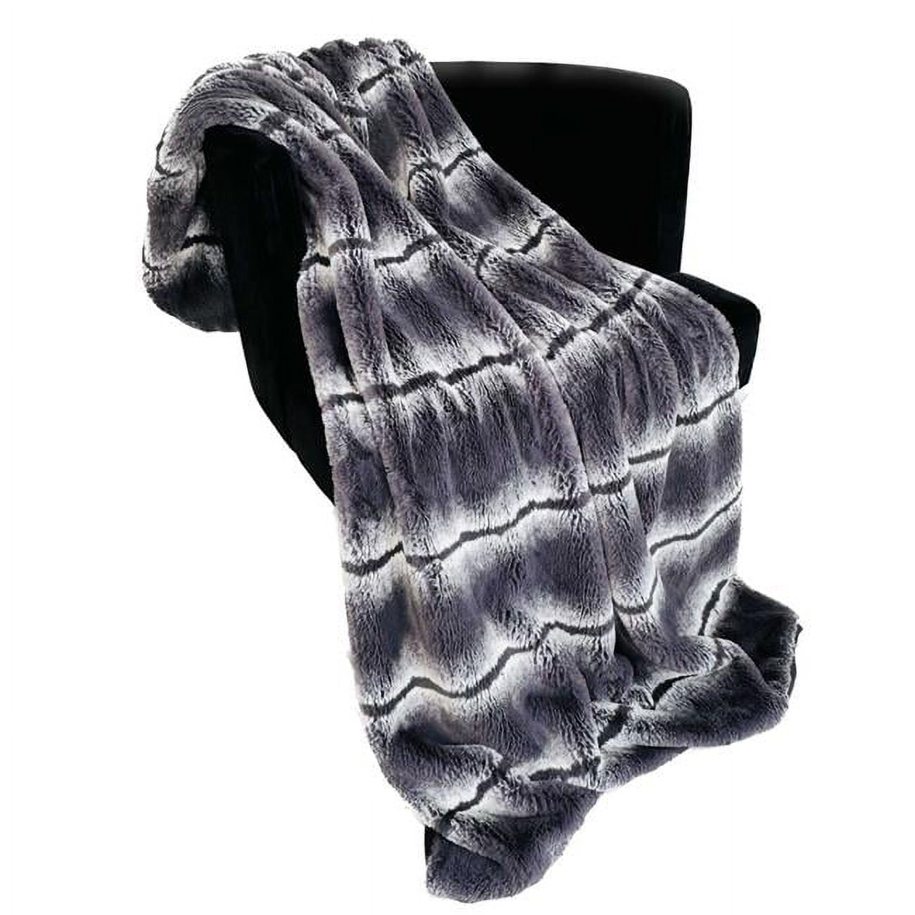 48 x 60 in. Fluffy Fields Faux Fur Luxury Throw Blanket, Charcoal ...