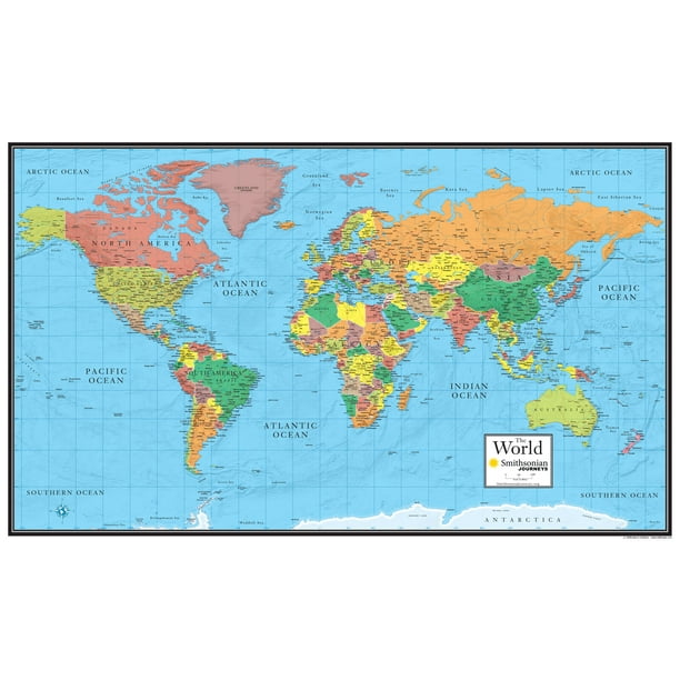 Free Shipping! 48" x 78" Smithsonian Journeys Blue Ocean World Wall Map ...