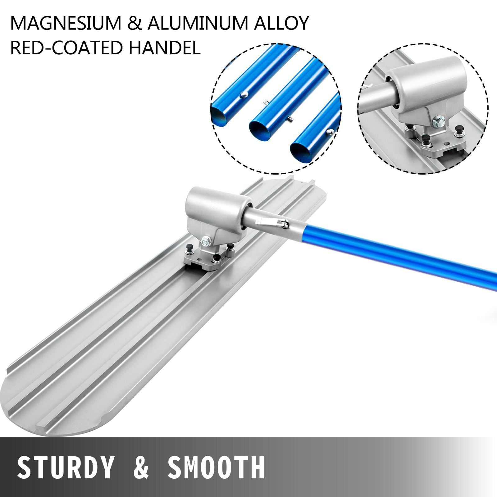48" x 8" Magnesium Bull Float Concrete Finishing Tool with Round End ...