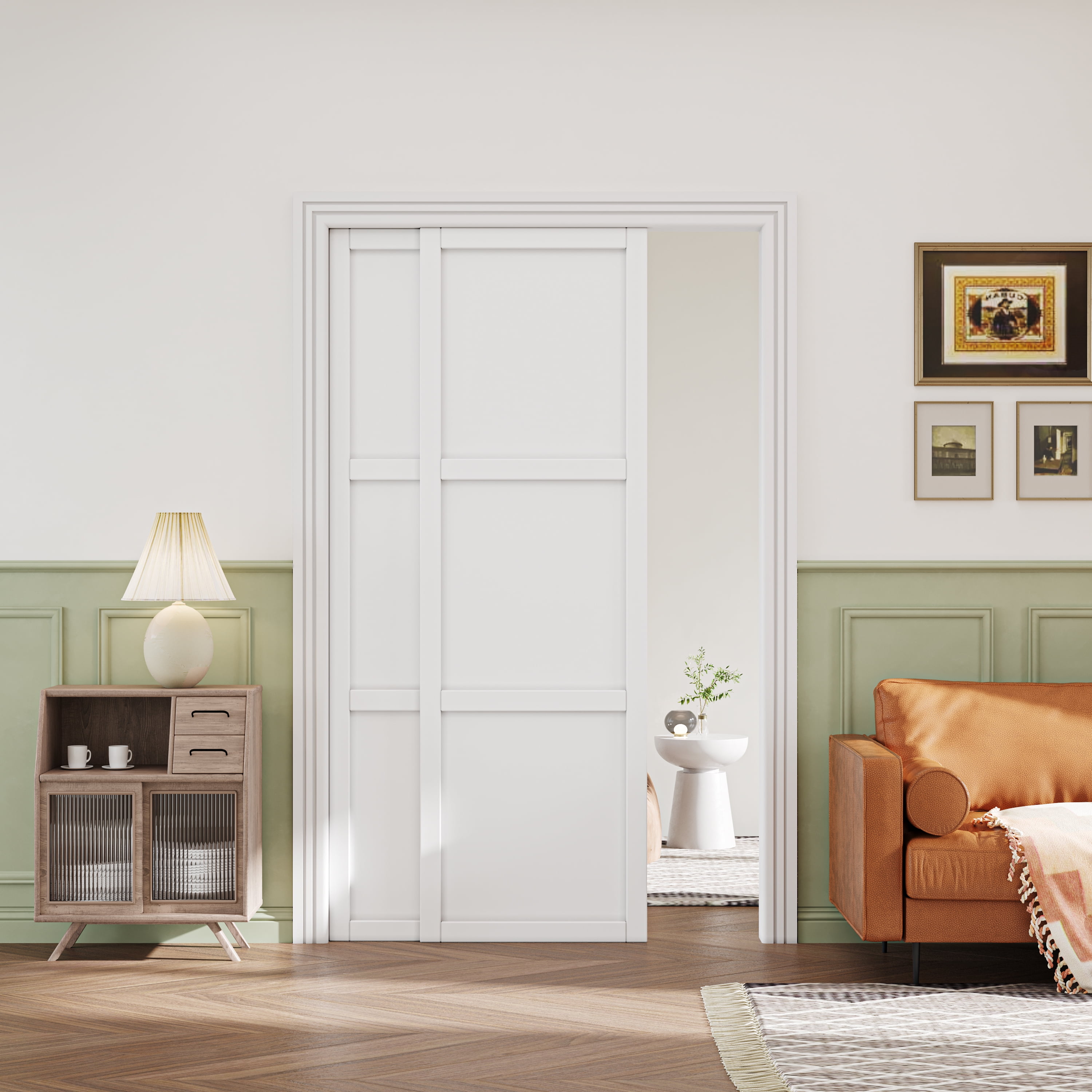 48" x 80" Solid Manufactured Wood Paneled Prefinished Sliding Closet ...