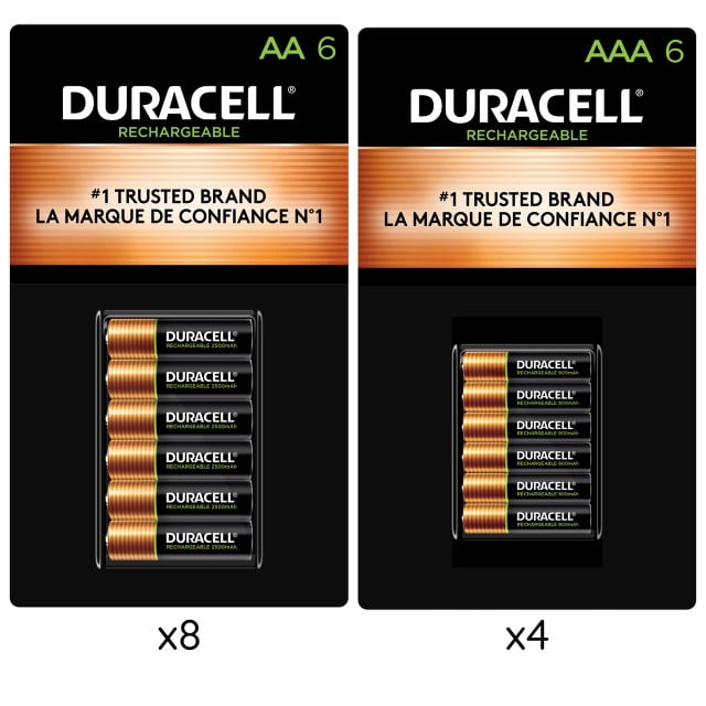 48 x AA (2500 mAh) + 24 x AAA (900 mAh) NiMH Duracell Rechargeable ...