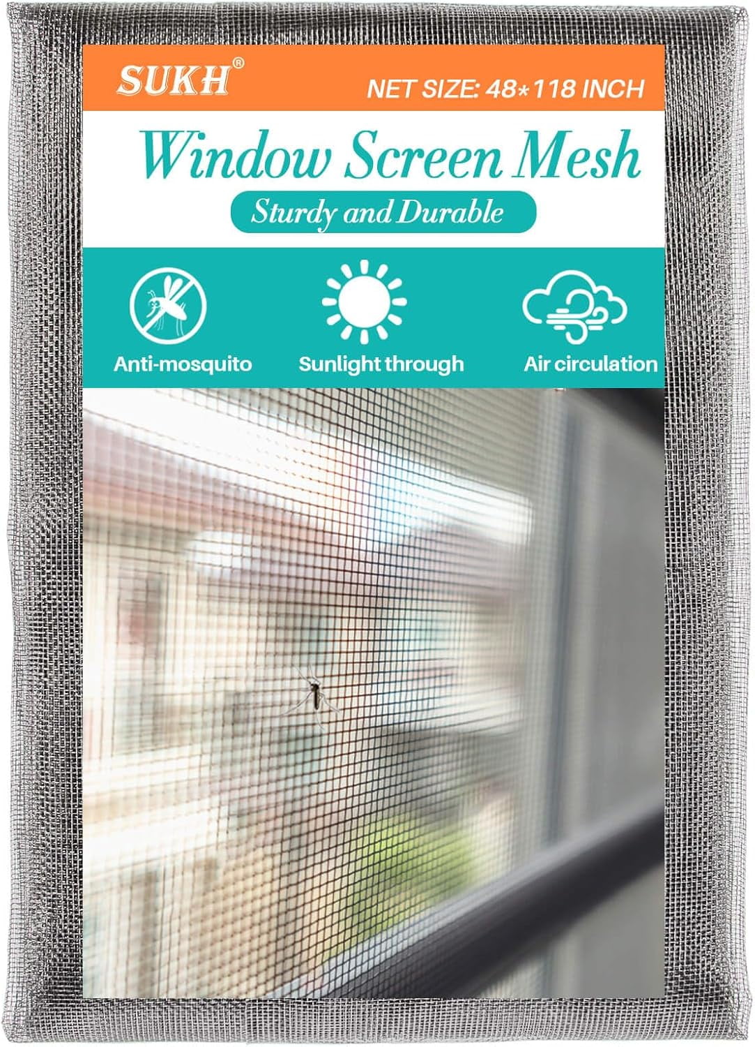 48"x118" Window Screen Mesh - Window Screen Replacement Fiberglass ...