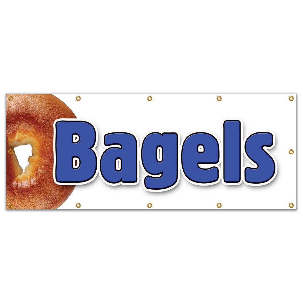 48"x120" BAGELS 1 BANNER SIGN made fresh daily baked water bialys new ...