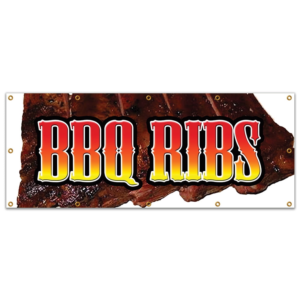 48"x120" BBQ RIBS BANNER SIGN barbque bar-b-q bbq signs bar-b-que pork ...