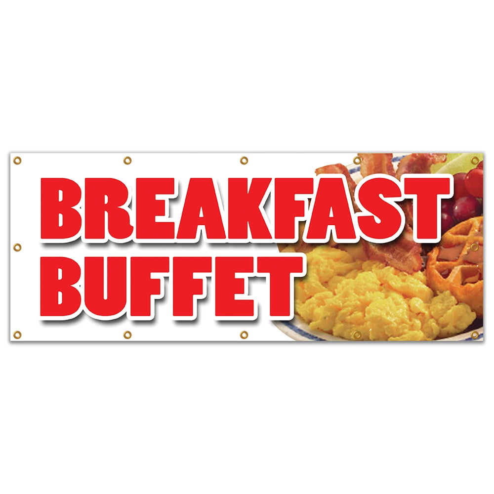 48"x120" BREAKFAST BUFFET BANNER SIGN ayce waffle pancake bacon eggs ...
