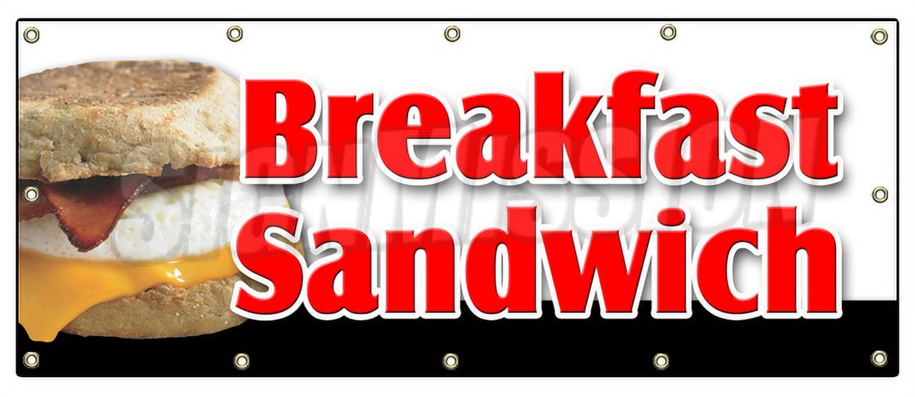 48"x120" BREAKFAST SANDWICH BANNER SIGN sausage bacon bagel croissant ...