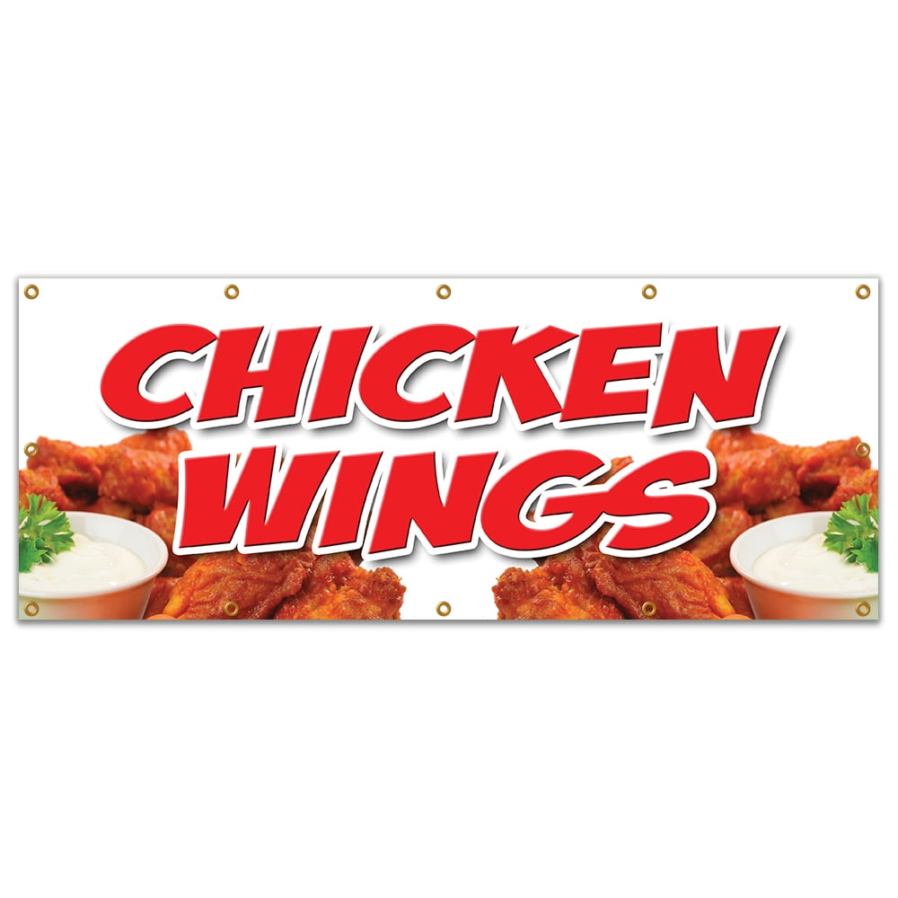 48"x120" CHICKEN WINGS BANNER SIGN crispy spicy buffalo hot dipping ...