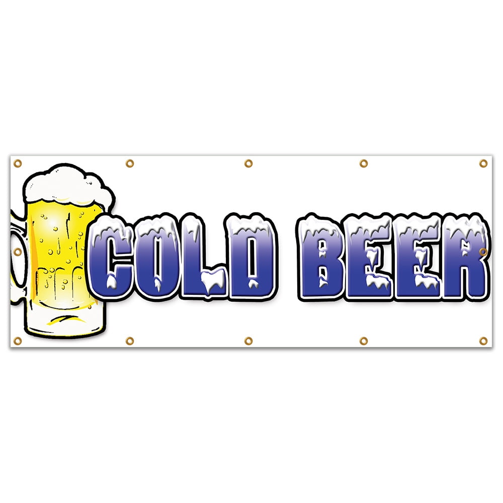 48"x120" COLD BEER BANNER SIGN ice iced drink cart stand signs imported ...