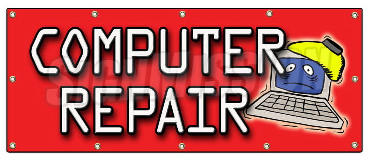 48"x120" COMPUTER REPAIR BANNER SIGN monitor screem mouse keyboard ...