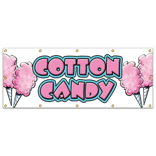 48"x120" COTTON CANDY BANNER SIGN cart stand trailer signs fairy floss ...