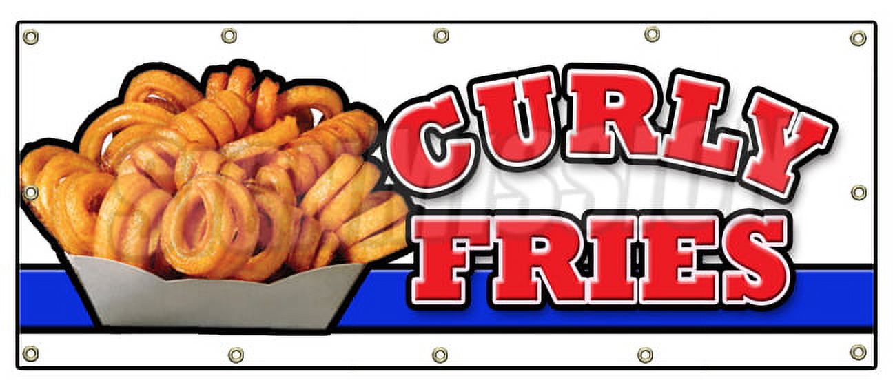 48"x120" CURLY FRIES BANNER SIGN potato fries burgers restaurant fried ...