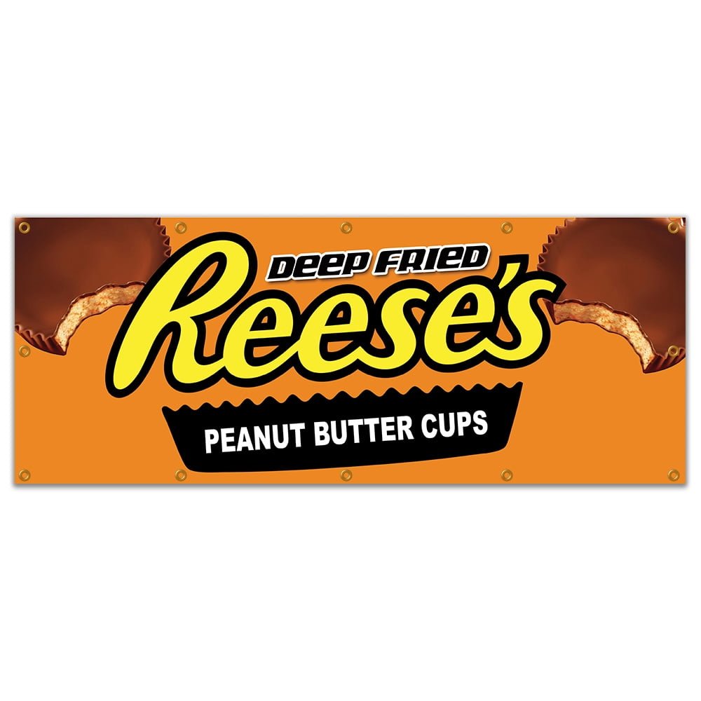 48"x120" DEEP FRIED REESE’S PEANUT BUTTER CUPS BANNER SIGN fry candy ...