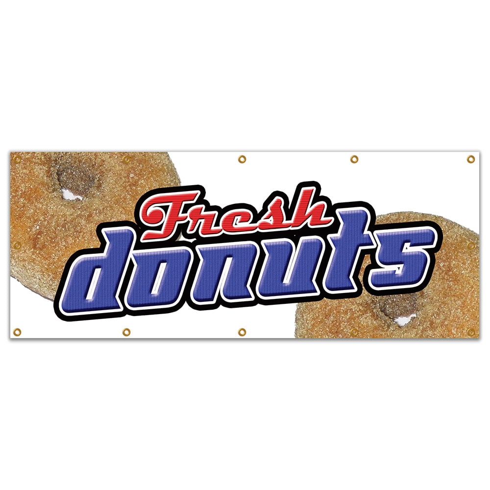 48"x120" DONUTS BANNER SIGN hot donut doughnut shop signs glazed fresh ...