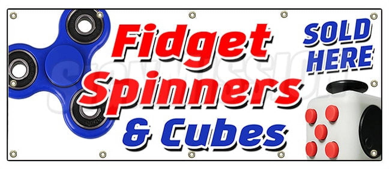 48"x120" FIDGET SPINNER & CUBE BANNER SIGN tri-spinner edc toy stress ...