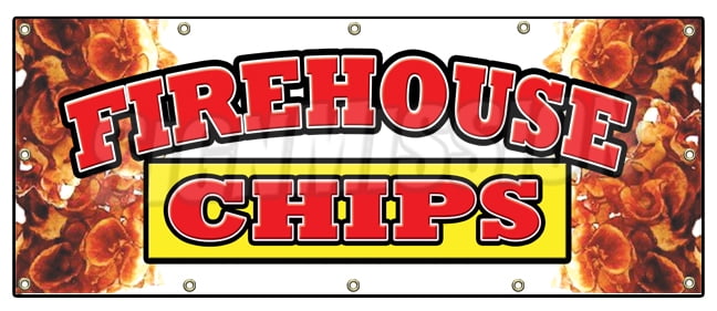 48"x120" FIREHOUSE CHIPS BANNER SIGN chips restaurant snacks subs combo ...