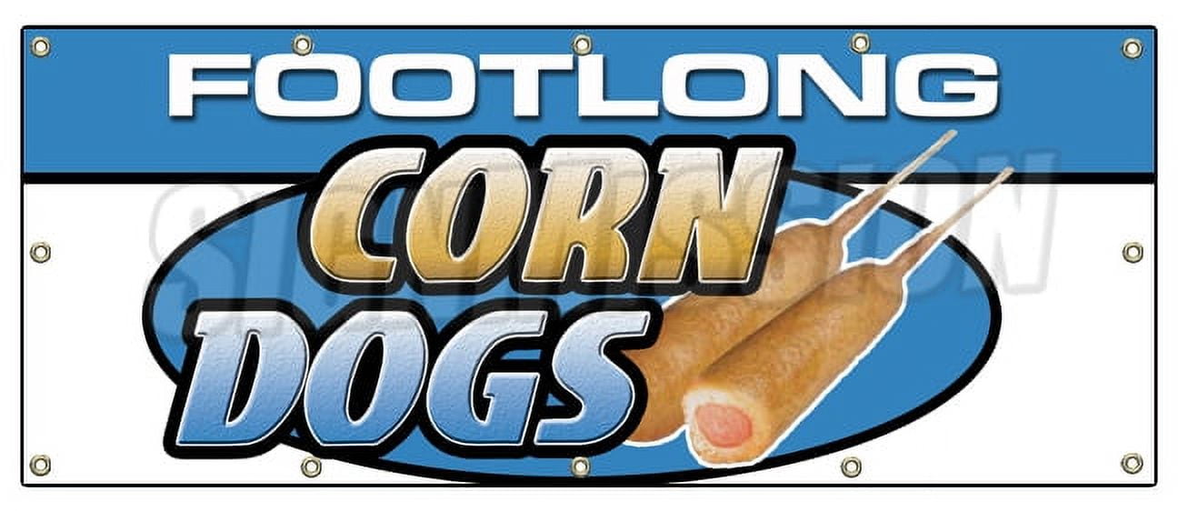 48"x120" FOOTLONG CORN DOGS BANNER SIGN deep fried batter stick corny ...