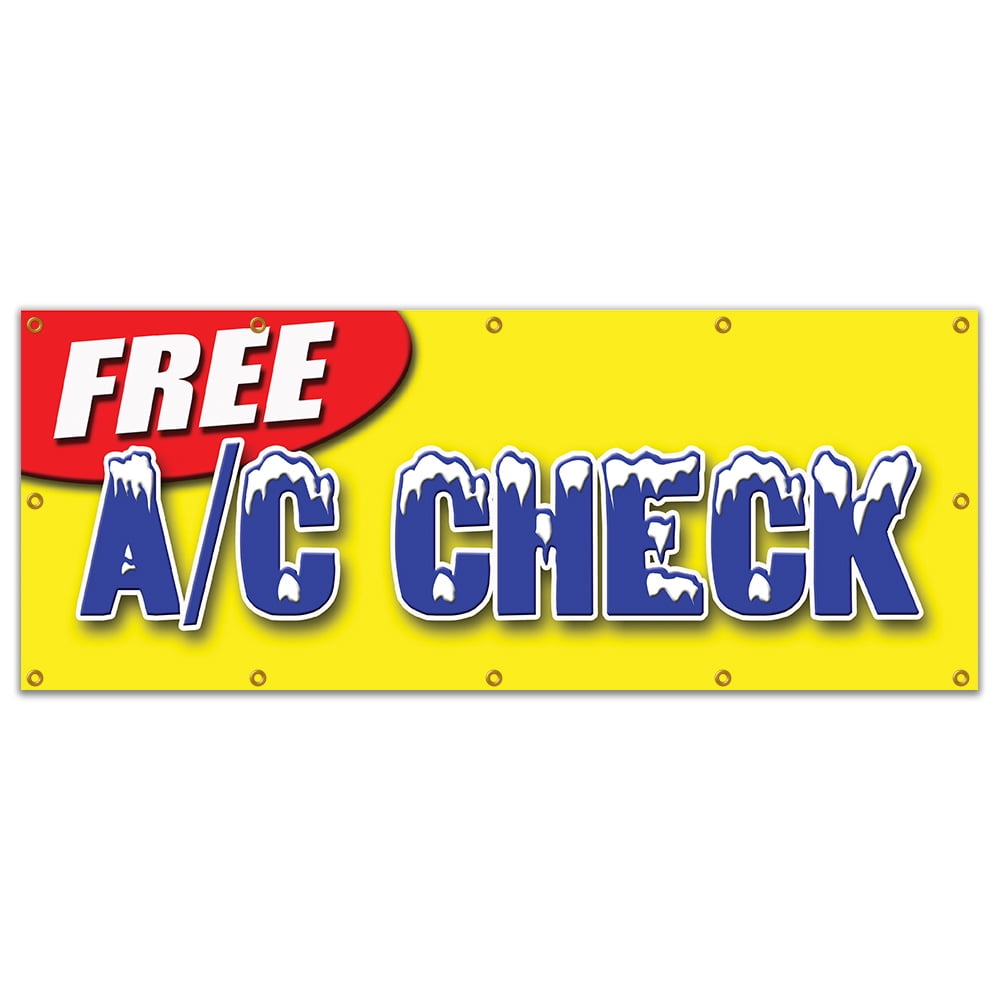 48"x120" FREE A/C CHECK BANNER SIGN air conditioning diagnosis repair ...