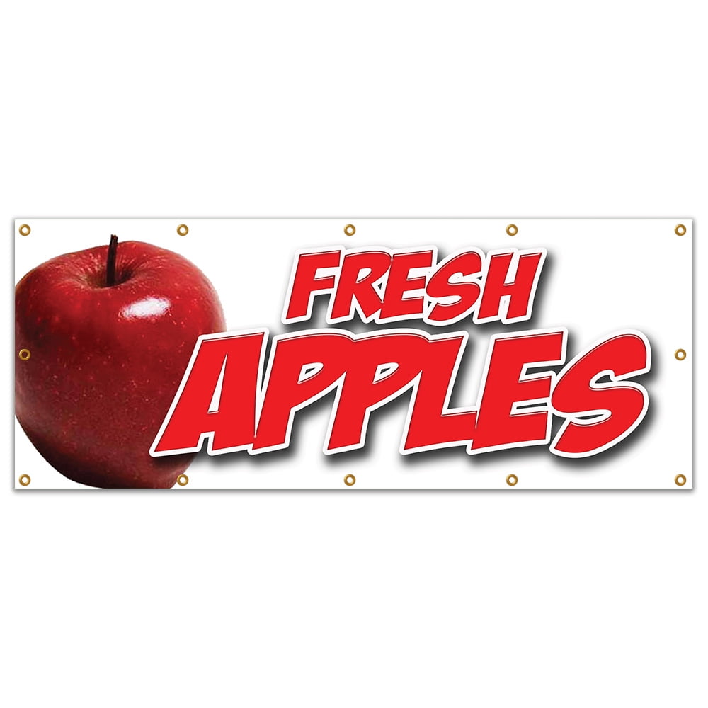 48"x120" FRESH APPLES BANNER SIGN apple fruit stand cart signs produce ...