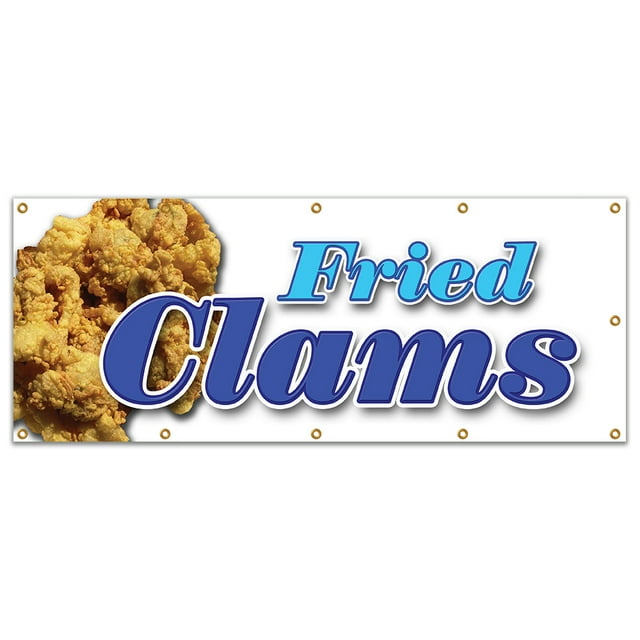 48"x120" FRIED CLAMS BANNER SIGN fry clam seafood fish sea food ...