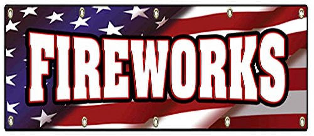 48"x120" Fireworks Banner Sign Stand Firework Store Signs July 4th fire ...