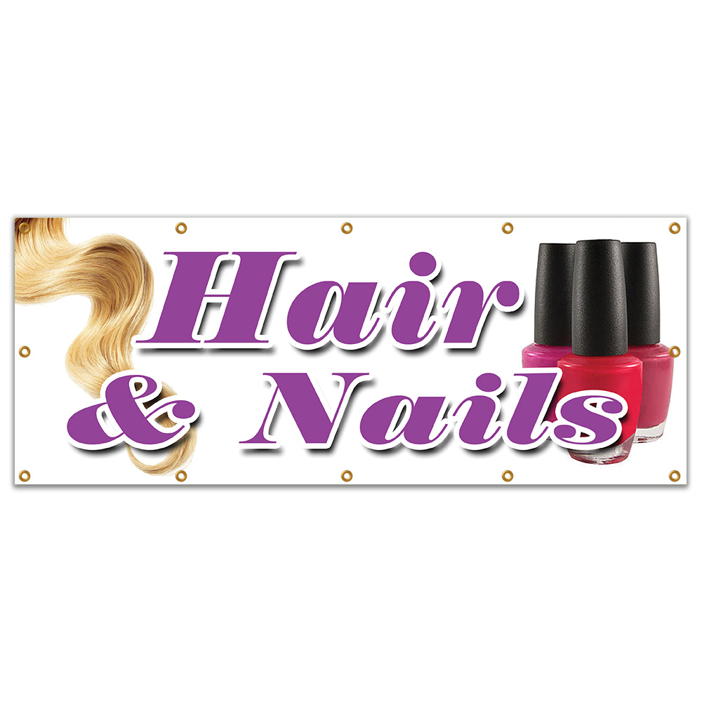 48"x120" HAIR & NAILS BANNER SIGN coloring manicurist pedicure perms ...